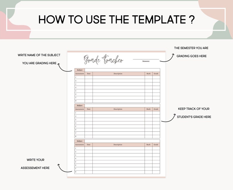 Editable Grade Tracker Printable Assignment Log Track Student - Etsy