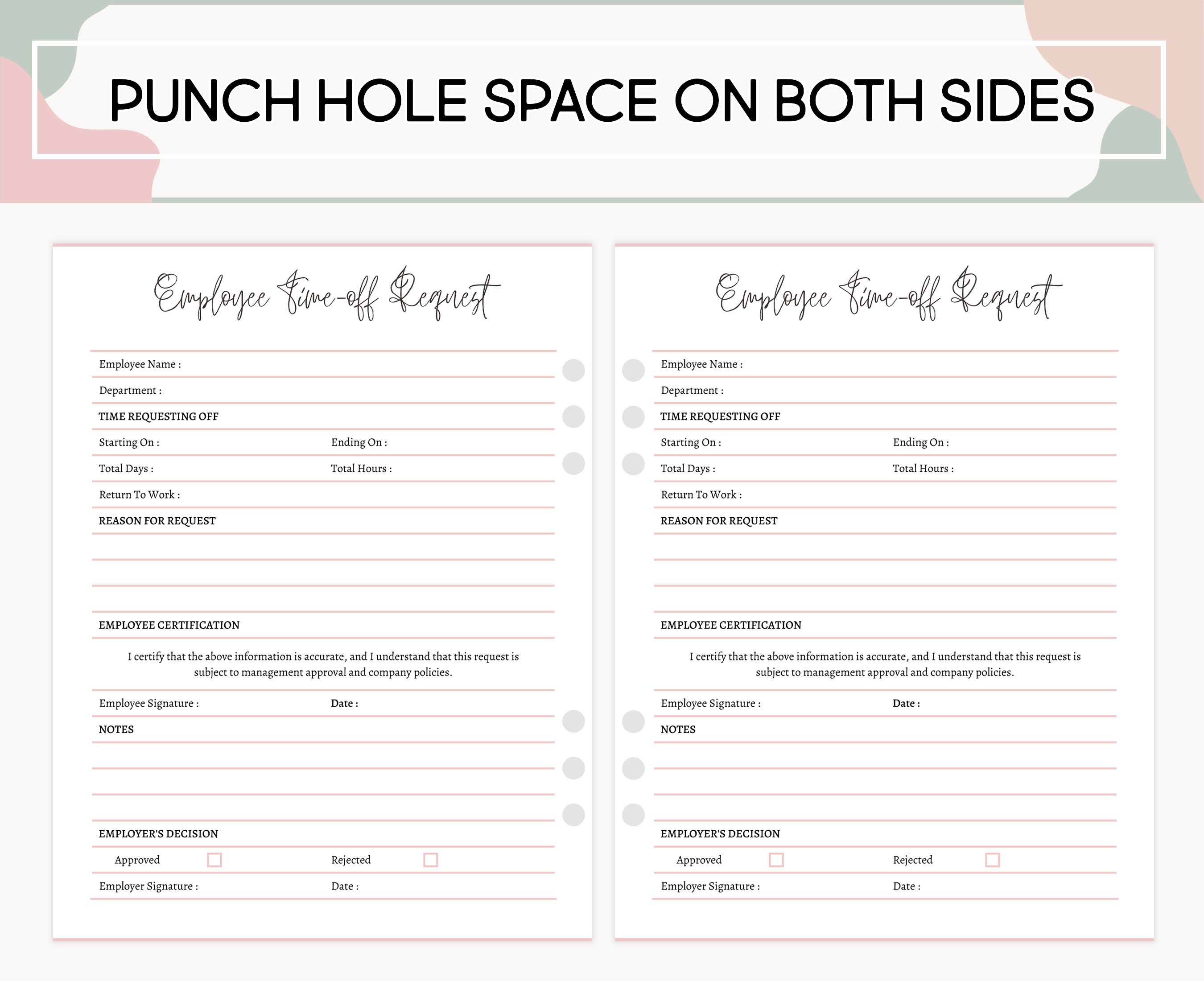 Editable Employee Time-off Request Template Human Resources - Etsy