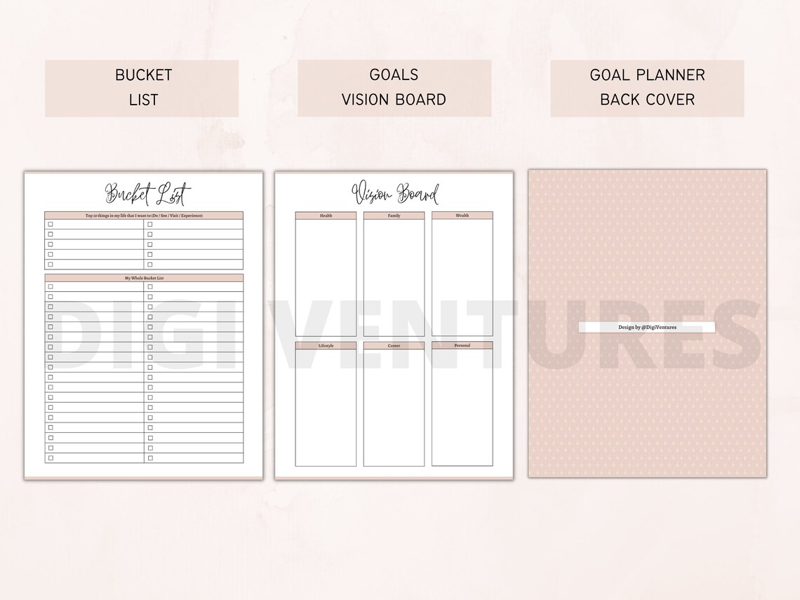 Printable Goal Planner Bundle in Pdf Goal Setting Planner - Etsy
