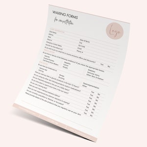 Waxing Consultation Forms Editable Template, Professional Waxing Intake ...