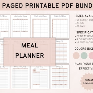 Meal Planner Bundle Printable Meal Planning Weekly Menu - Etsy