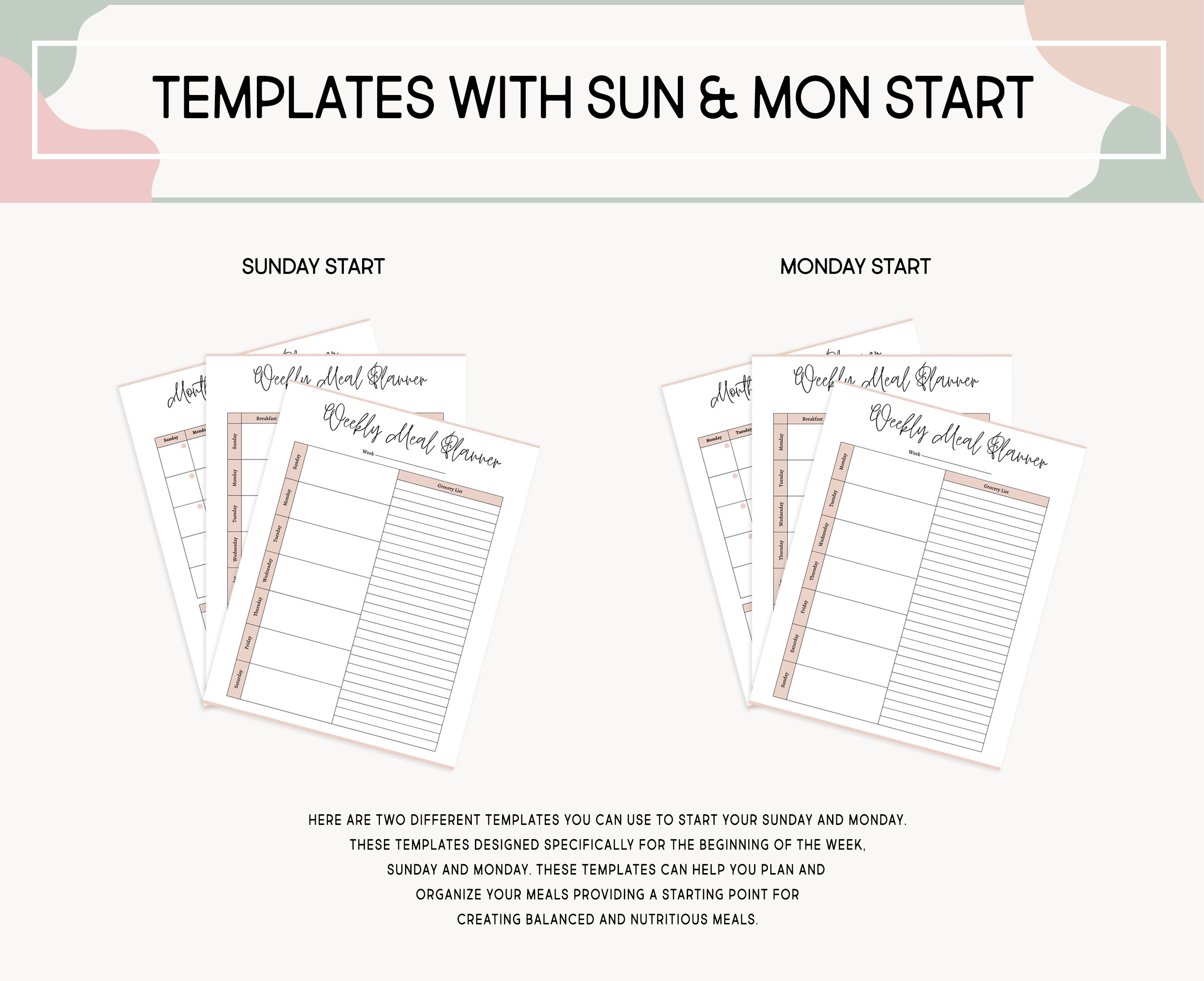 Meal Planner Bundle Printable Meal Planning Weekly Menu - Etsy
