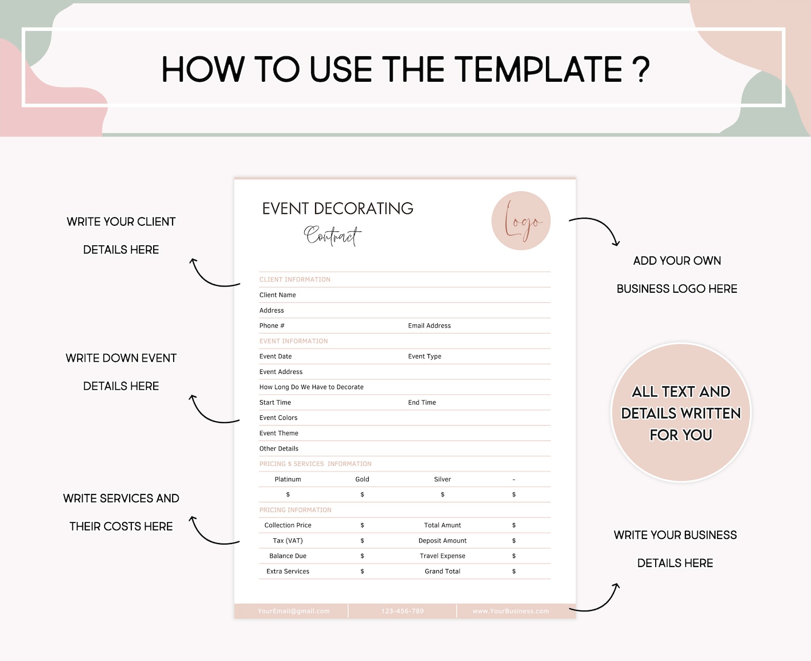 Event Decorating Service Contract, Editable Event Planning Services ...