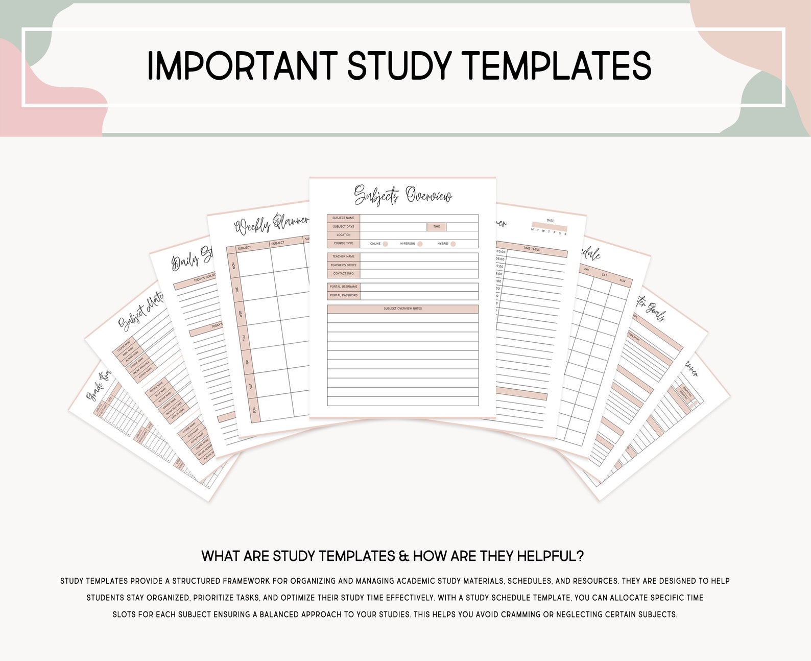 Student Planner Printable Template, Digital Academic Dairy, Daily ...