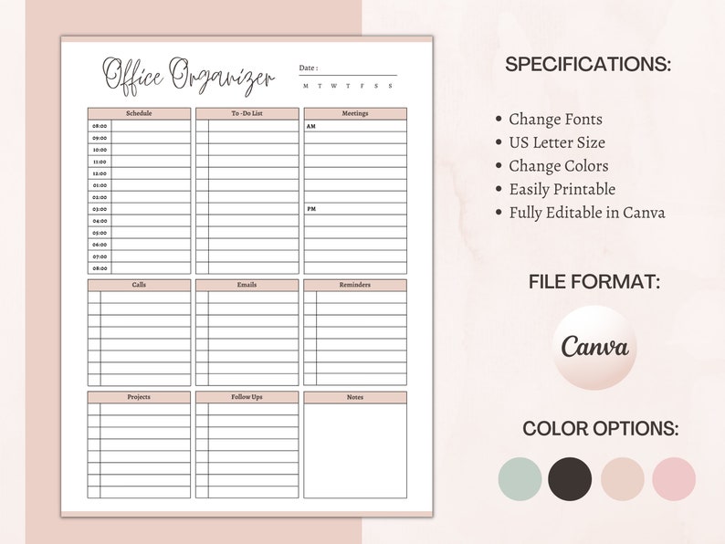 Office Organizer Template Printable Office Planner - Etsy