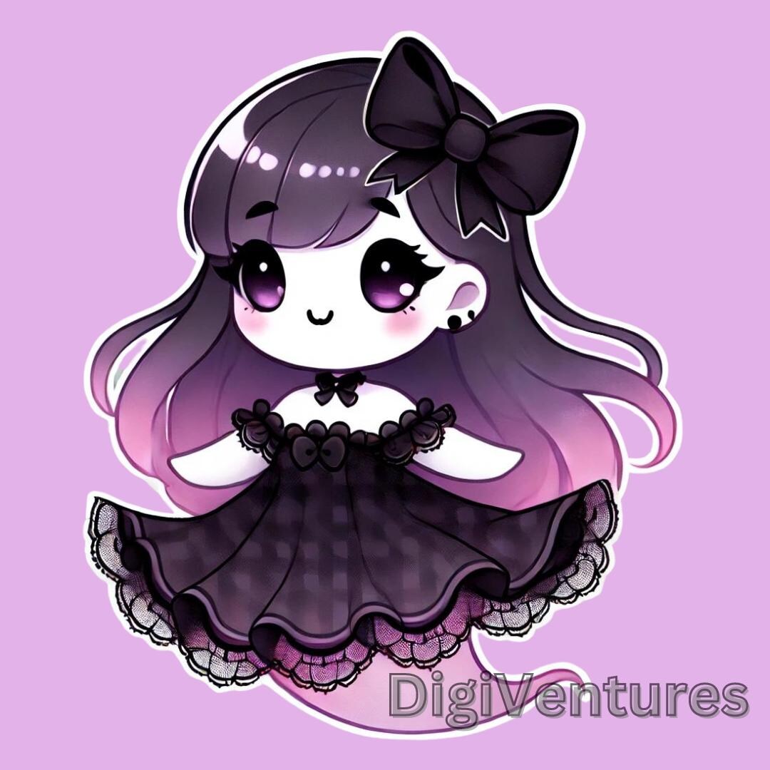 Cute Halloween Ghost Png SVG, Goth Bougie Ghost Sticker Png, High ...