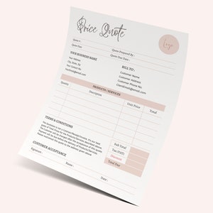 Canva Editable Price Quote Template - Printable Price Estimate ...