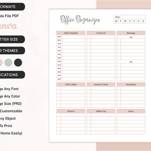 Office Organizer Template, Printable Office Planner Spreadsheet, Office ...