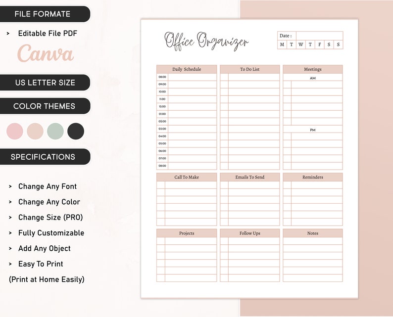 Office Organizer Template Printable Office Planner - Etsy