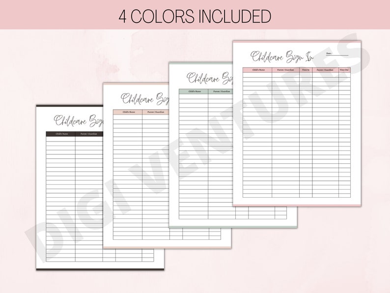 Childcare Sign in Sheet Template Editable in Canva Home - Etsy