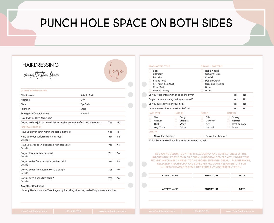 Editable Hairdressing Contract Forms: Esthetician Business (printable ...