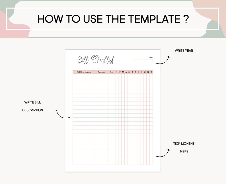 Printable Bill Checklist Yearly Bill Pay Checklist Template Expense ...