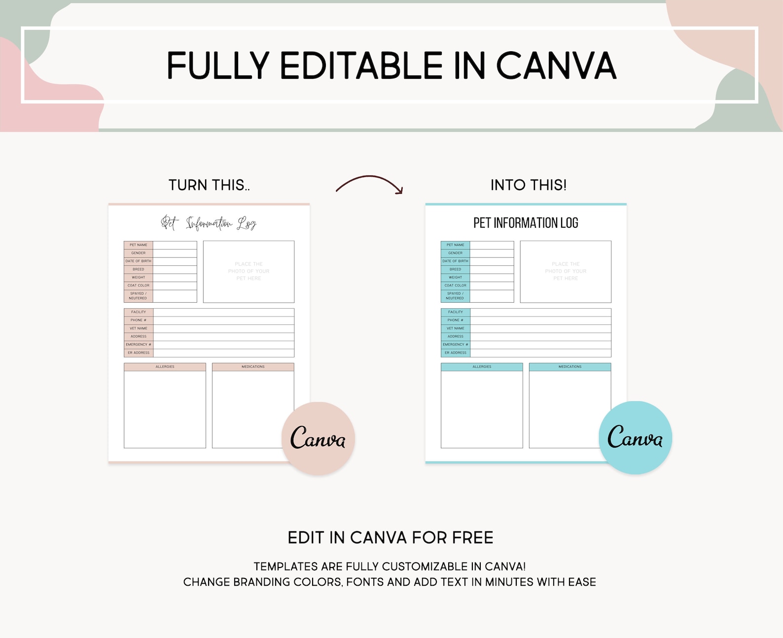 Dog Care Planner Bundle, Printable Puppy Planner Pet Care Binder, New ...