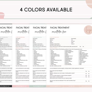 Facial Consultation Form, Editable Spa Form, Skincare Business Template ...