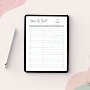 Printable Sign up Sheet, Editable Single Sign up Form, Event Sign up ...