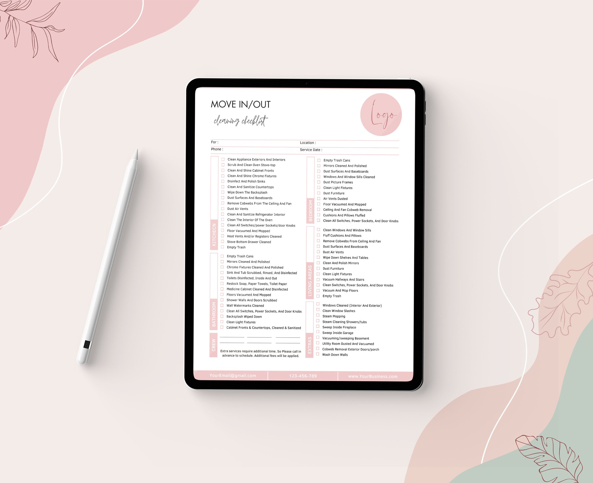Editable Moving In/out Cleaning Checklist, Cleaning Service Business ...