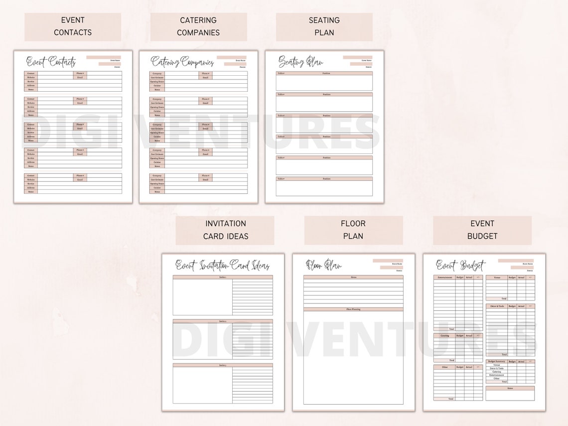 Printable Event Planner Bundle Event Organizer Party Guest - Etsy