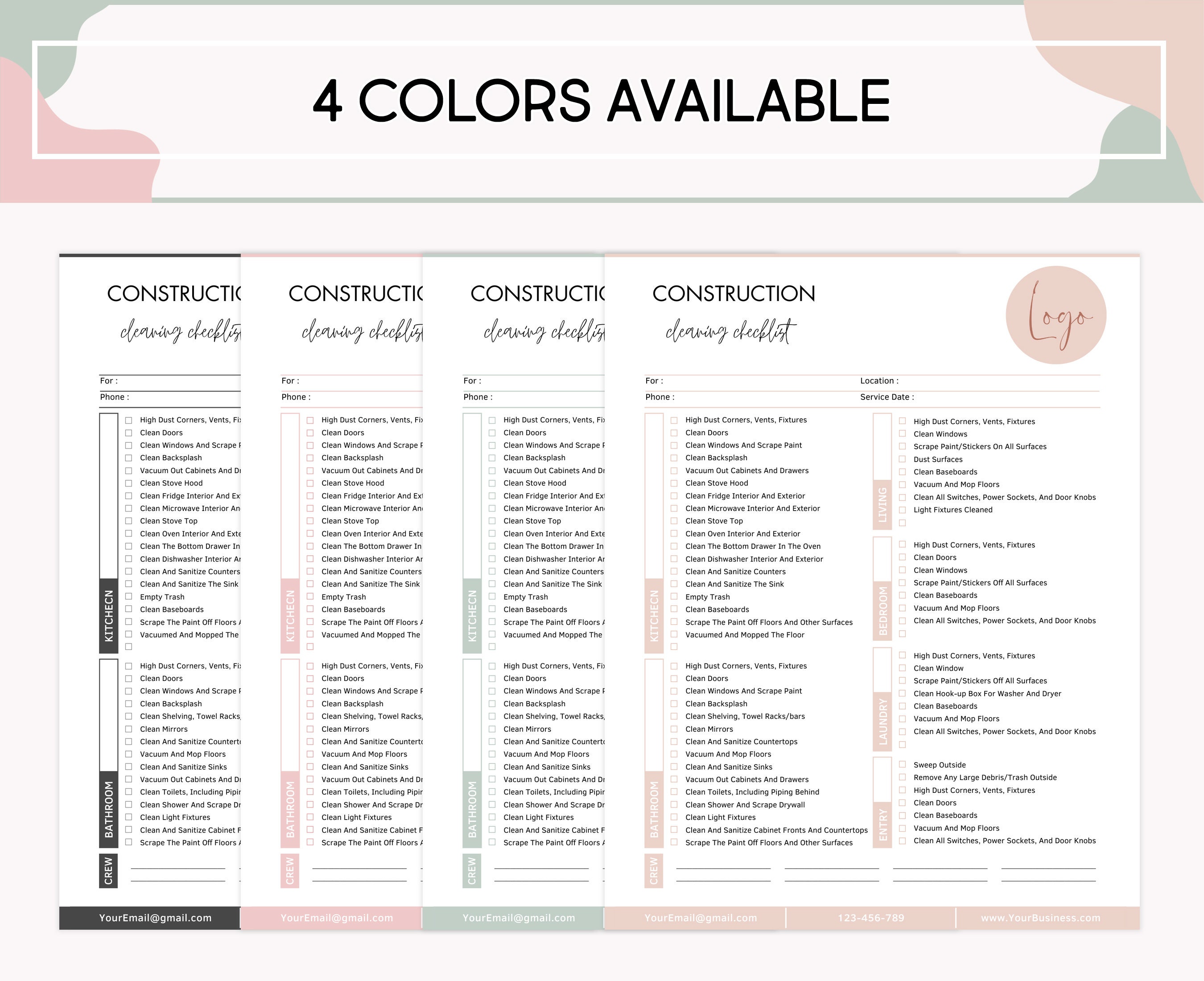 Editable Construction Cleaning Checklist: US Letter Template (PDF) - Etsy