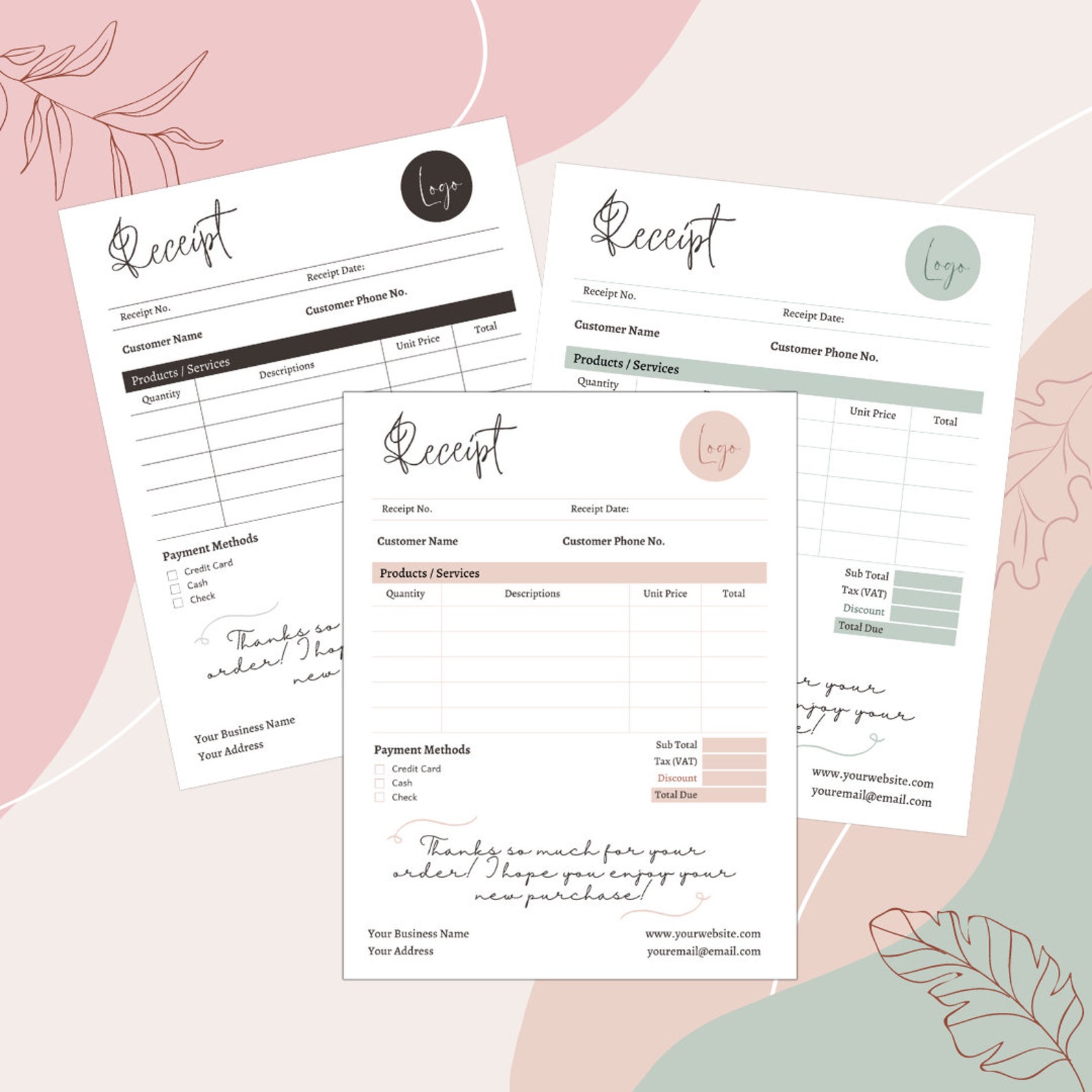 Editable Receipt Template Canva Printable Billing Template - Etsy Canada
