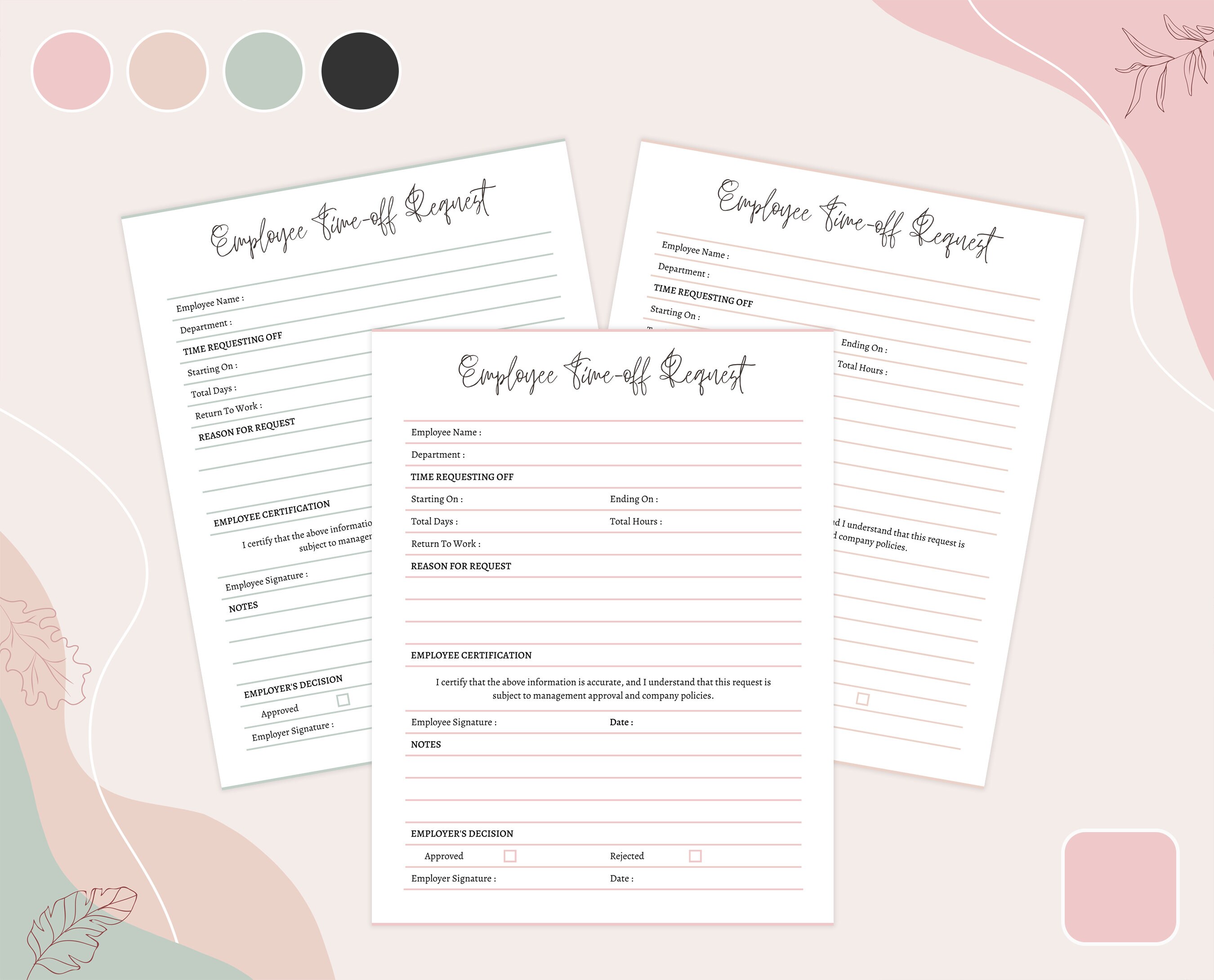 Editable Employee Time-off Request Template Human Resources - Etsy