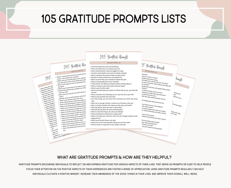 Gratitude Journal Printable Bundle Mindfulness Log Wellness - Etsy