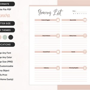 Printable Grocery List Editable Master Grocery List Template - Etsy
