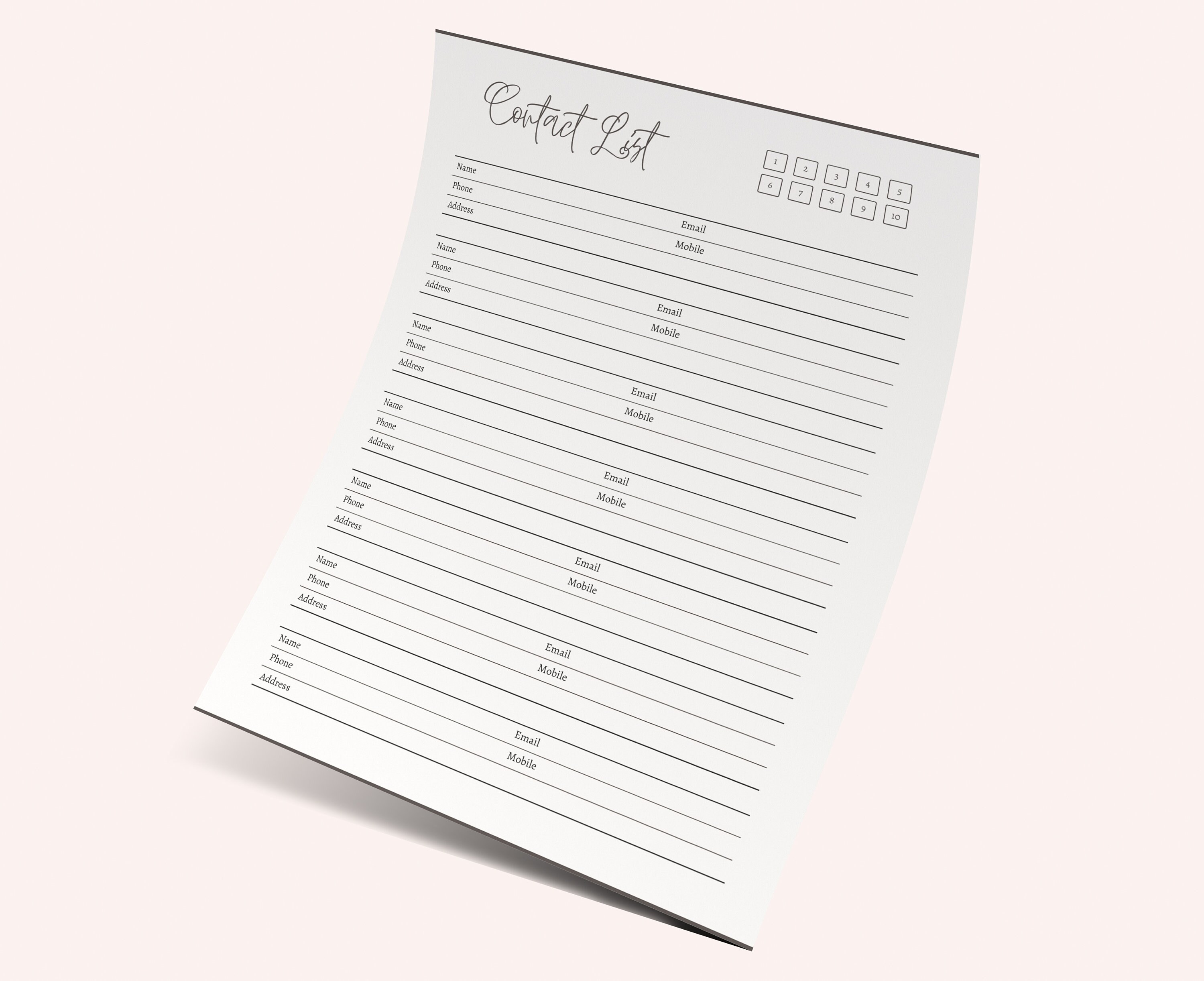 Contact List Template Printable Address Log Fillable Address Etsy