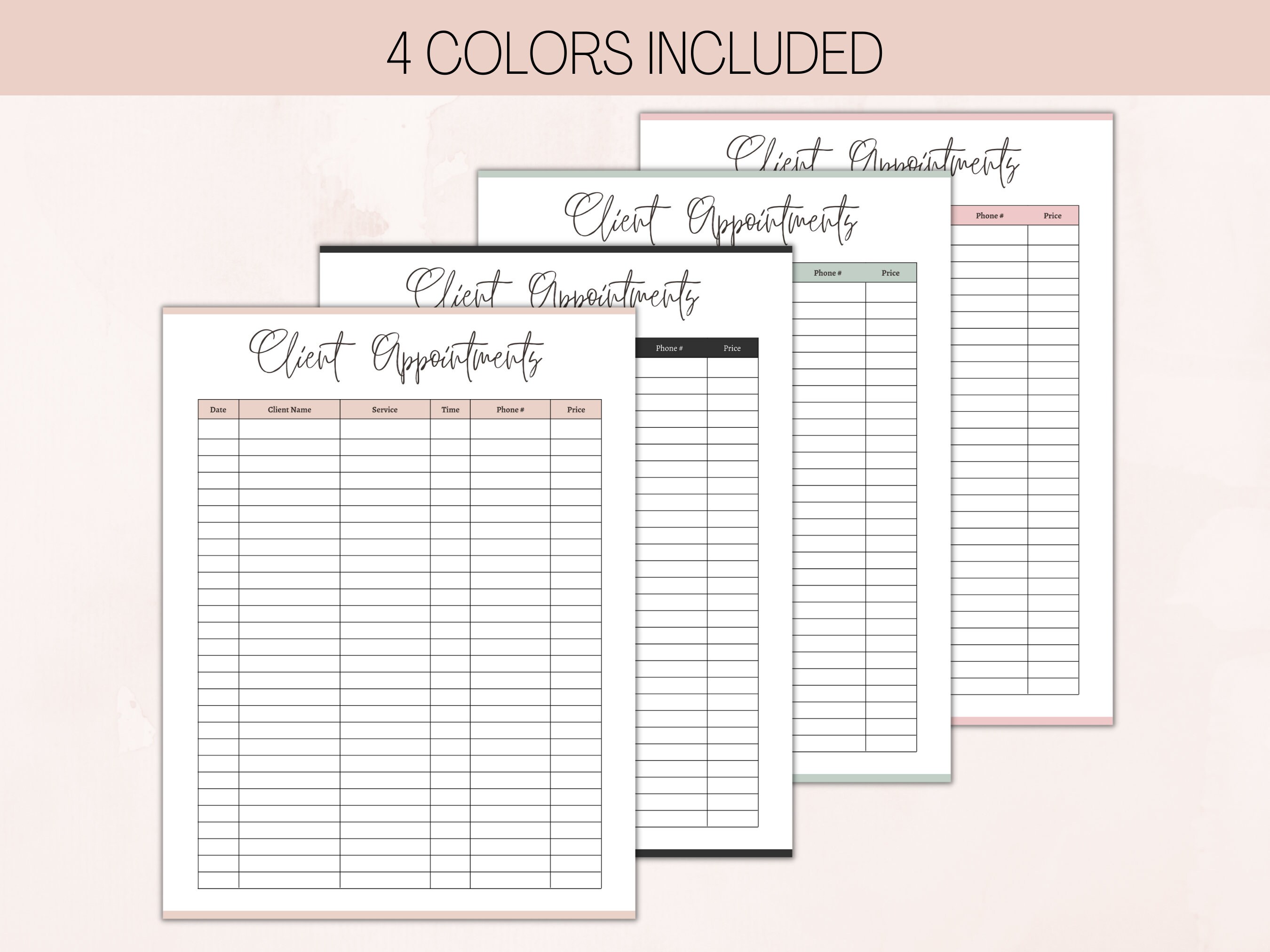 Printable Client Appointment Log Client Appointment Tracker - Etsy
