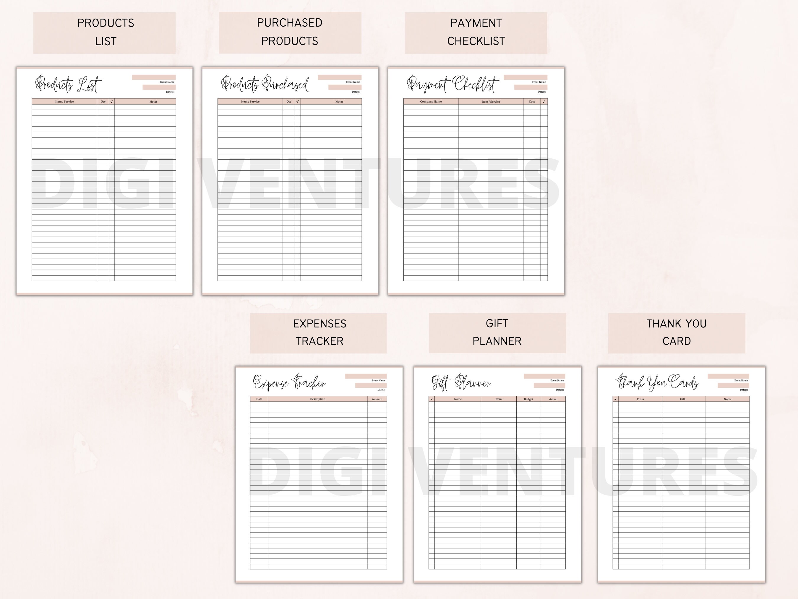 Printable Event Planner Bundle Event Organizer Party Guest - Etsy