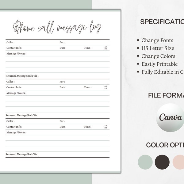 Printable Phone Messages - Etsy