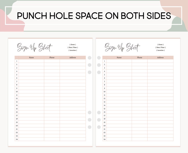 Editable Sign up Sheet, Printable Single Sign up Form, Event Sign up ...