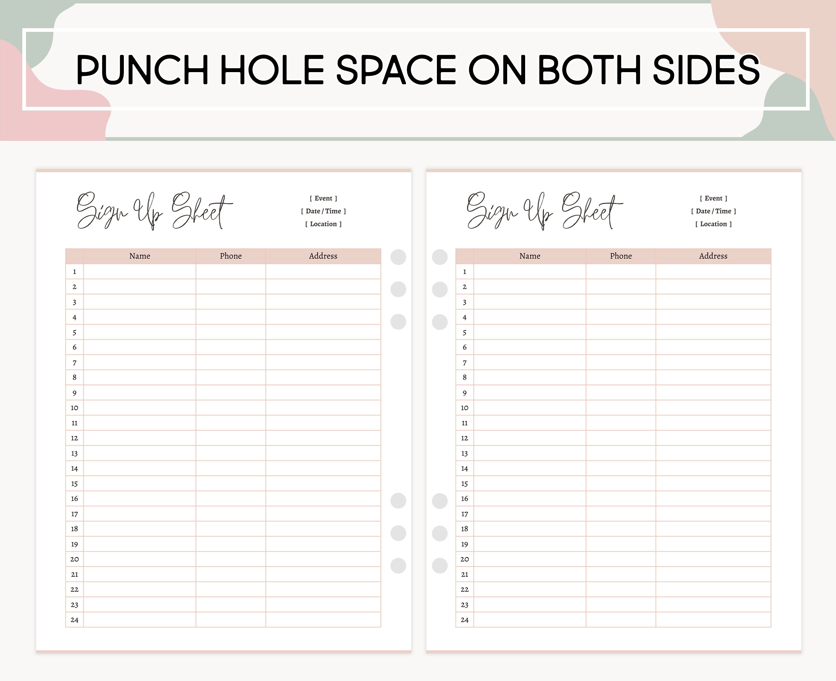 Editable Sign up Sheet Printable Single Sign up Form Event - Etsy Canada