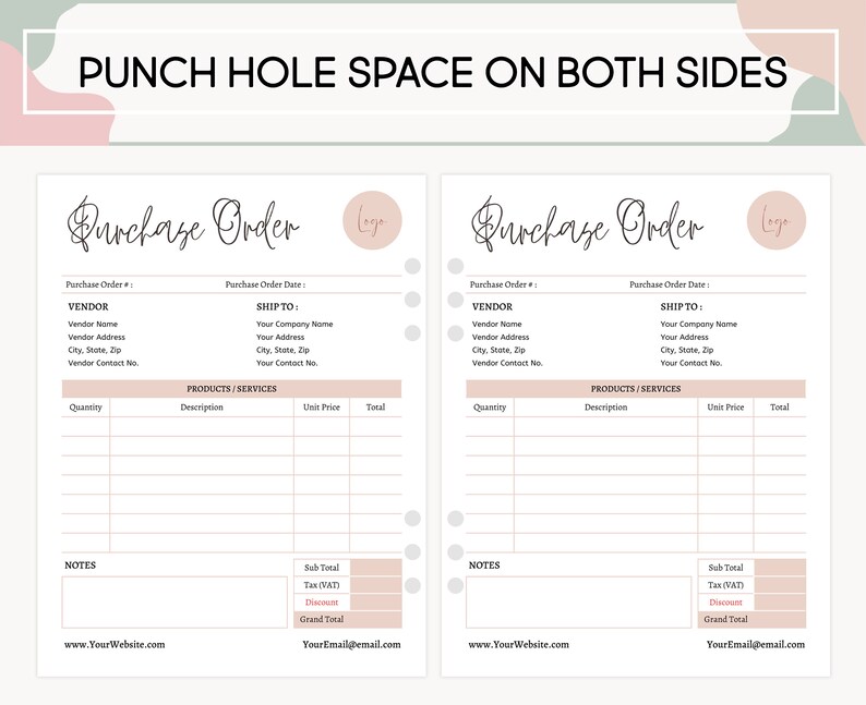 Editable Purchase Order Template Canva Order Form Template Printable ...