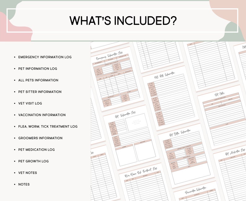 Pet Care Planner Printable Bundle Pet Sitter Notes Pet - Etsy