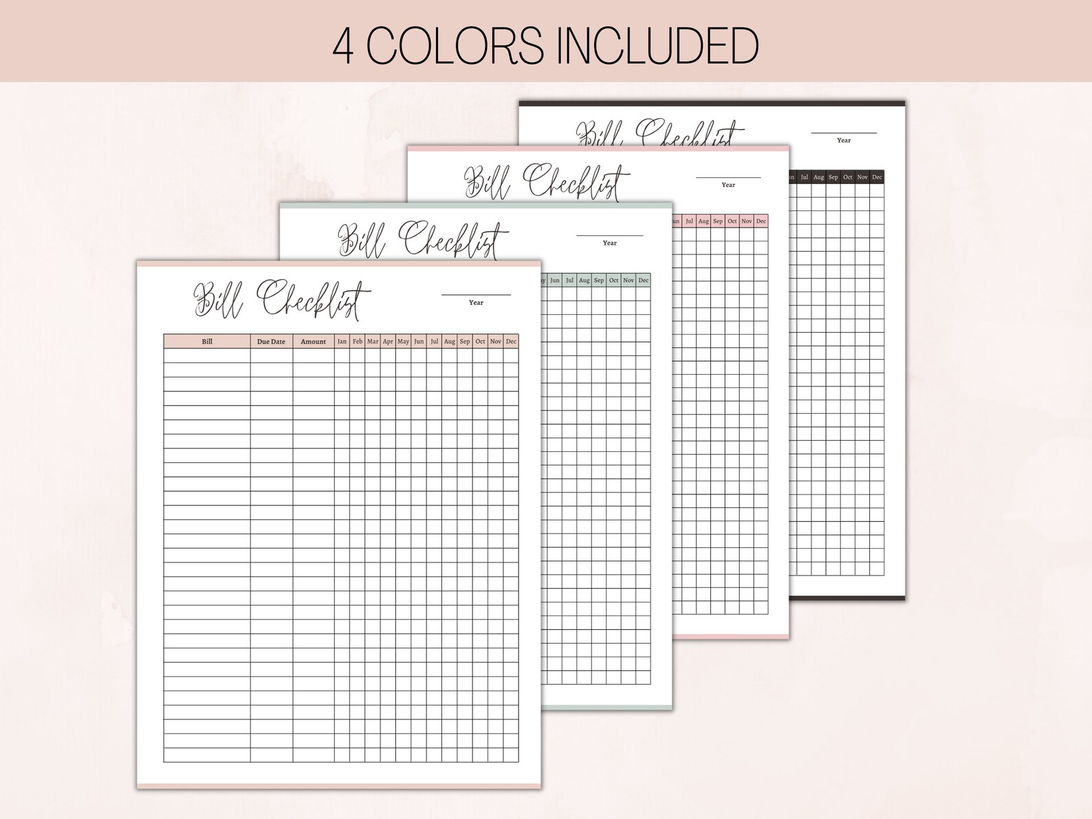 Bill Checklist Canva Template Printable Monthly or Yearly - Etsy