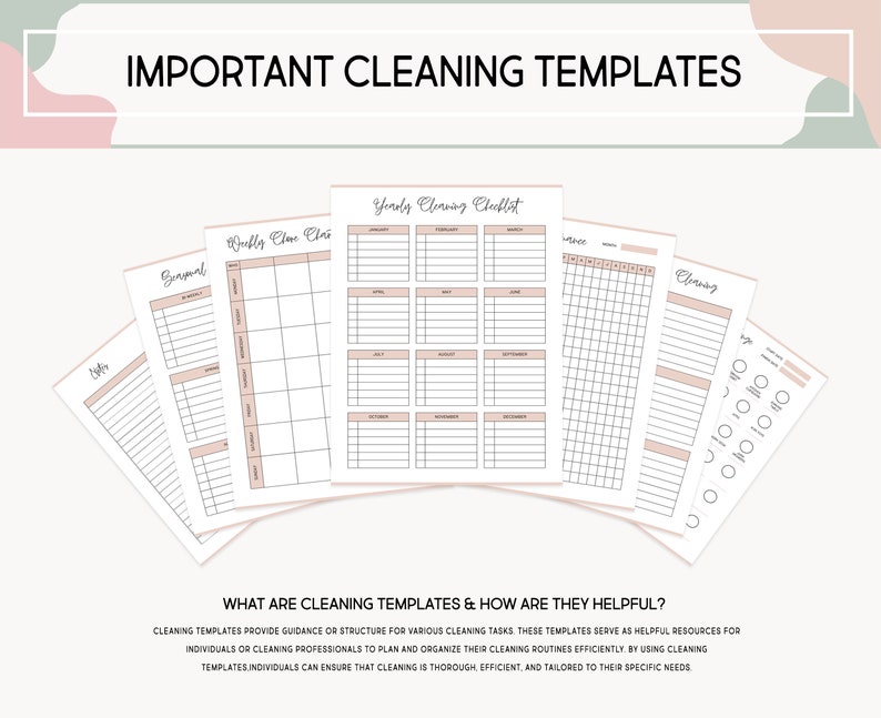 Cleaning Printable Planner Weekly Monthly Yearly Editable - Etsy