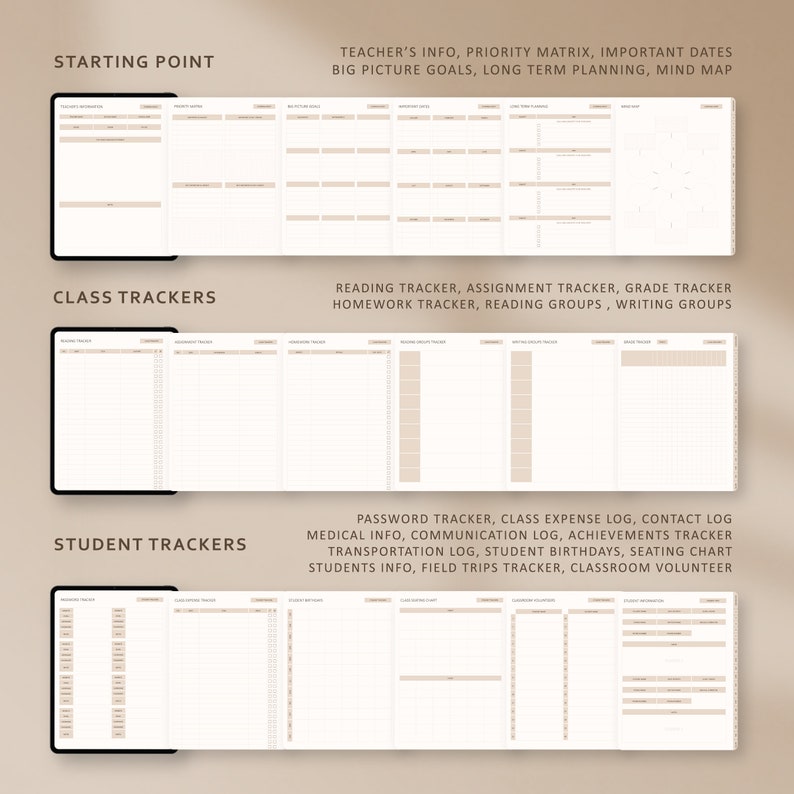 Teacher Minimalist Boho Theme Dated Ipad Planner Resource for - Etsy