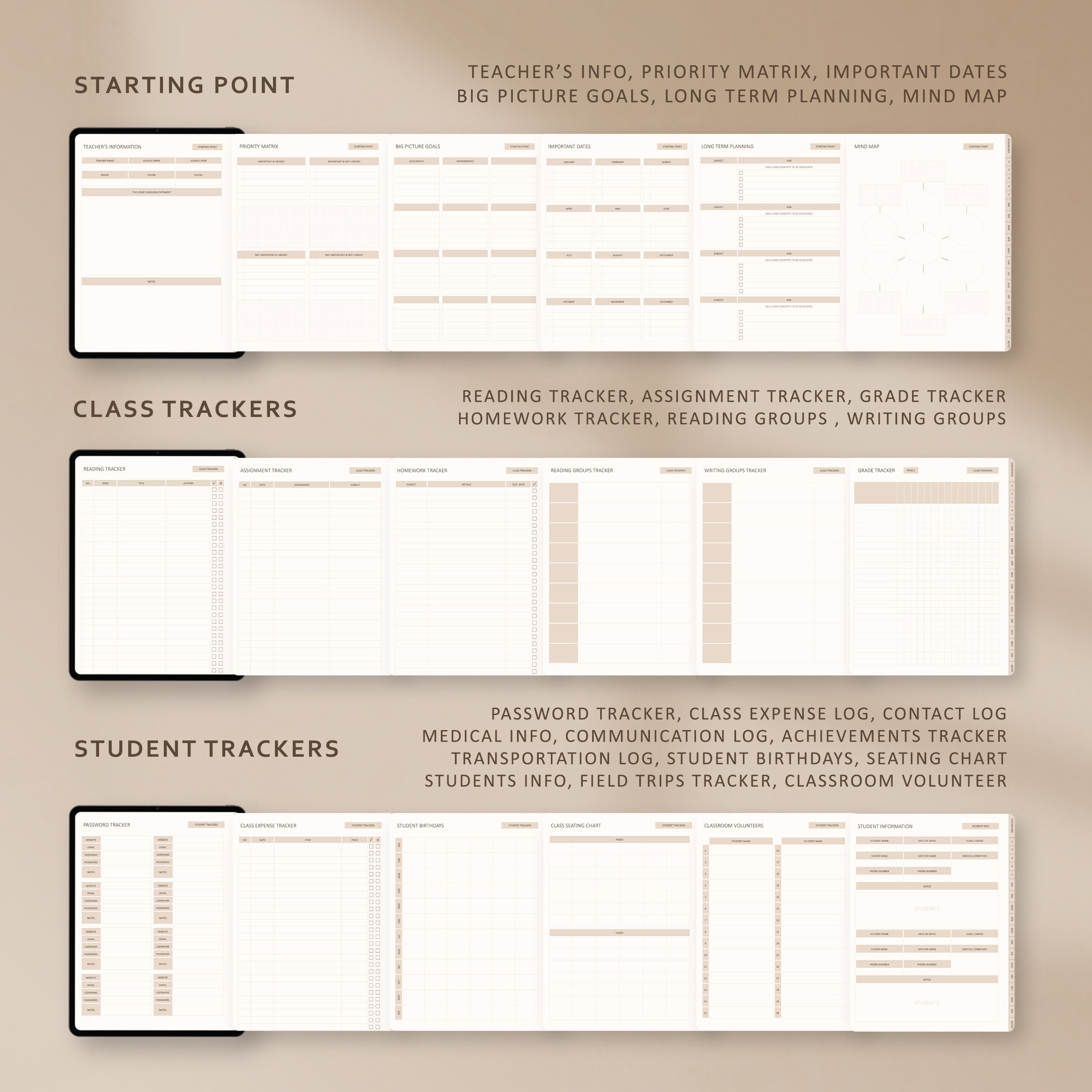 Teacher Minimalist Boho Theme Dated iPad Planner Resource for Goodnotes ...