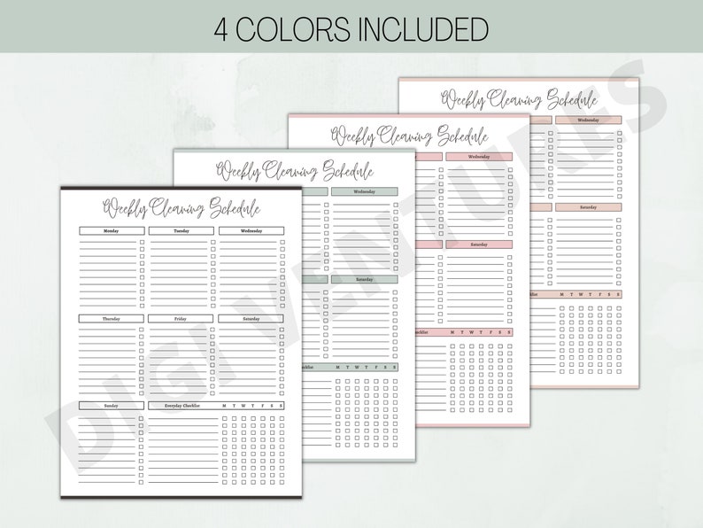 Weekly Cleaning Schedule Printable Template, Editable House Cleaning ...