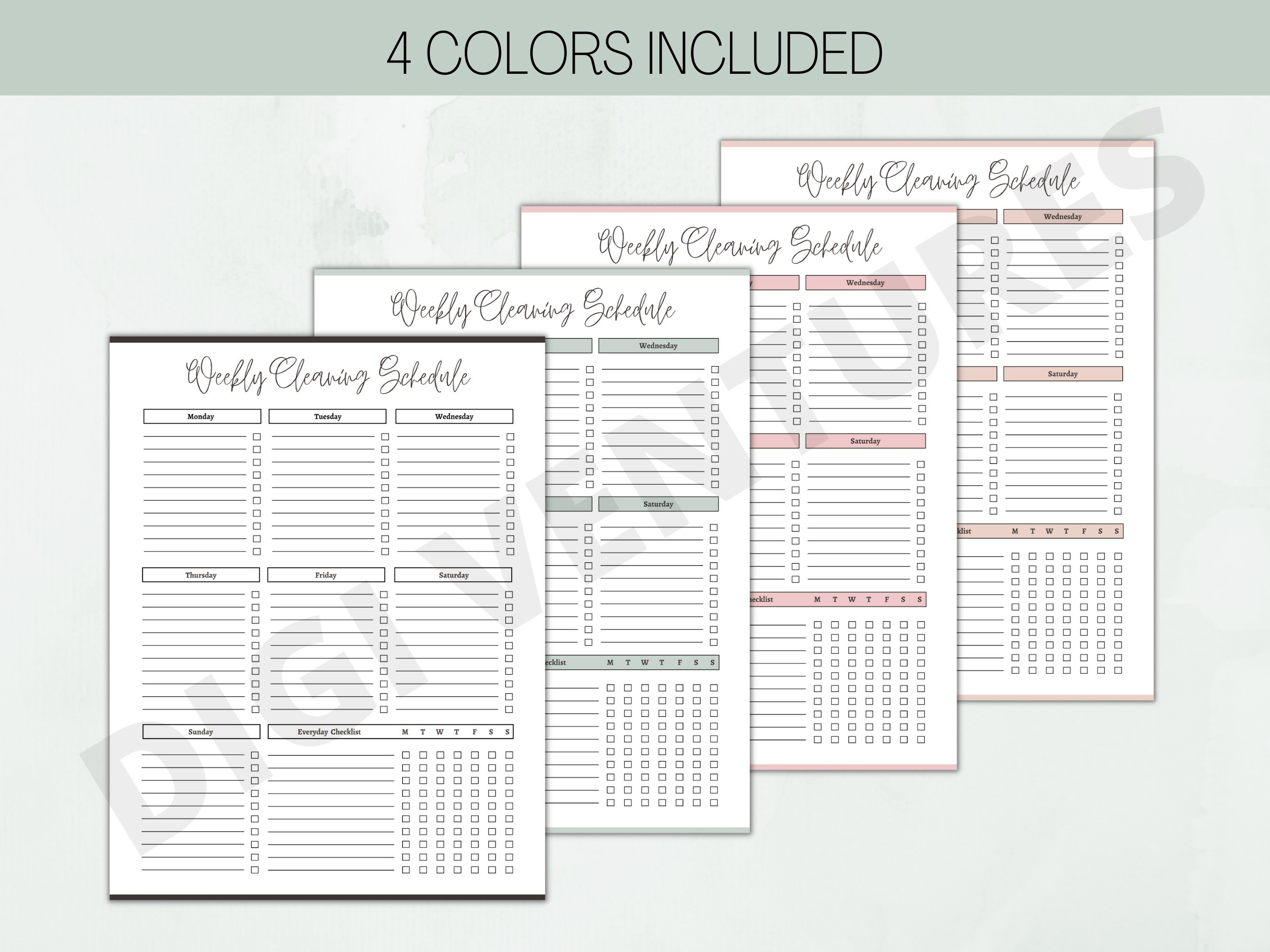 Weekly Cleaning Schedule Printable Template, Editable House Cleaning ...