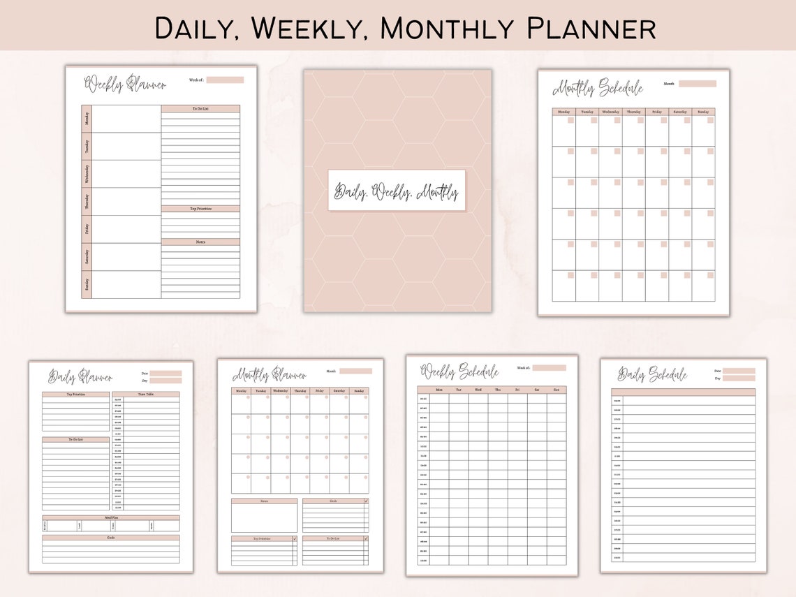 Printable Planner Essentials Bundle Daily Weekly Monthly - Etsy