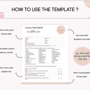 Facial Consultation Form, Editable Spa Form, Skincare Business Template ...