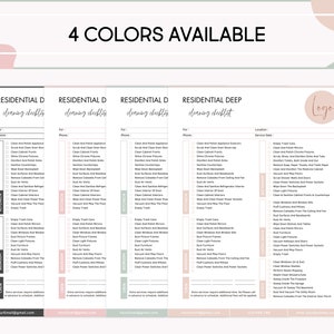 Editable Residential Deep Cleaning Checklist Professional Deep Cleaning Service Form House Deep ...