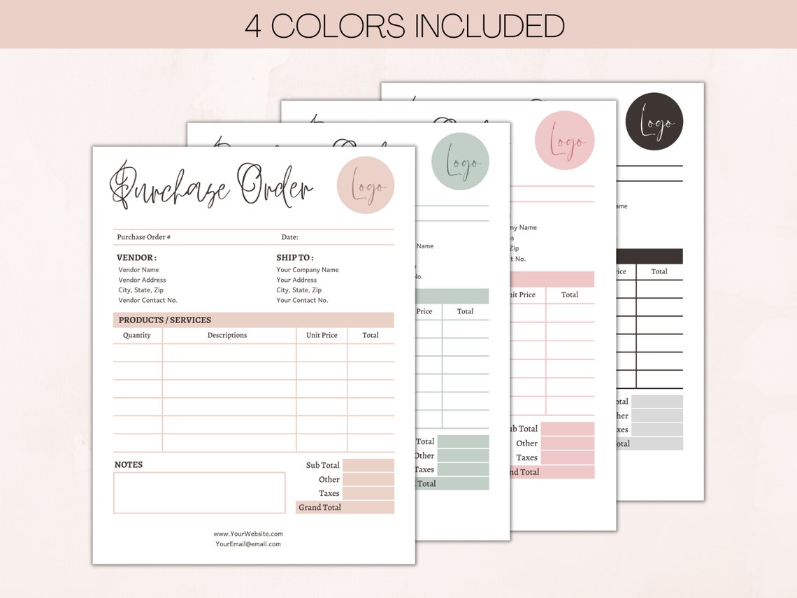 Editable Purchase Order Template Canva Order Form Template - Etsy