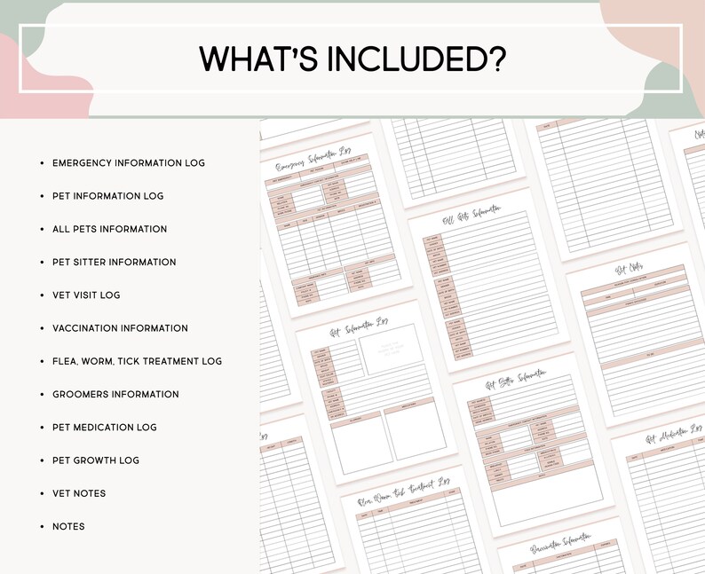 Dog Care Planner Bundle, Printable Puppy Planner Pet Care Binder, New ...