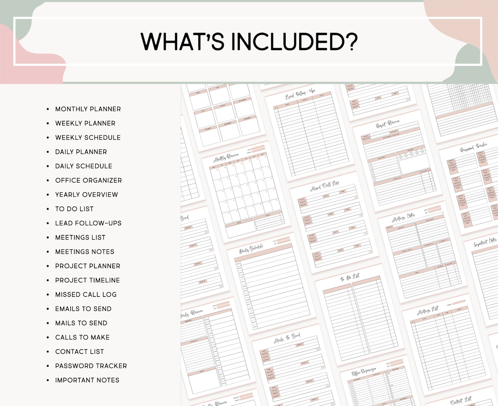 Office Work Planner and Organizer, Work to Do Checklist, Custom ...