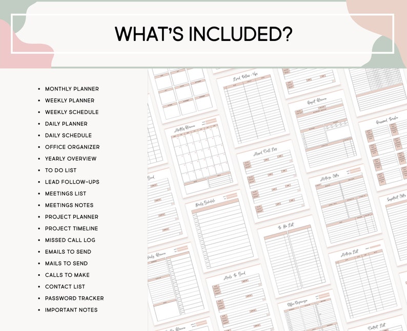 Office Work Planner and Organizer, Work to Do Checklist, Custom ...