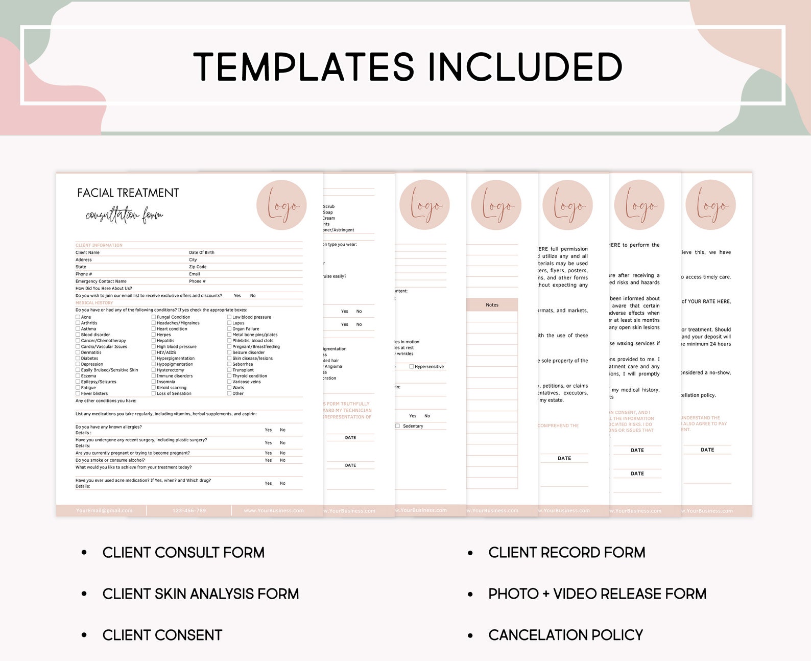 Facial Treatment Forms, Editable Facial Consent Form, Esthetician ...