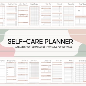 Self Care Planner Printable, Mood Tracker, Daily Check in Mindfulness ...