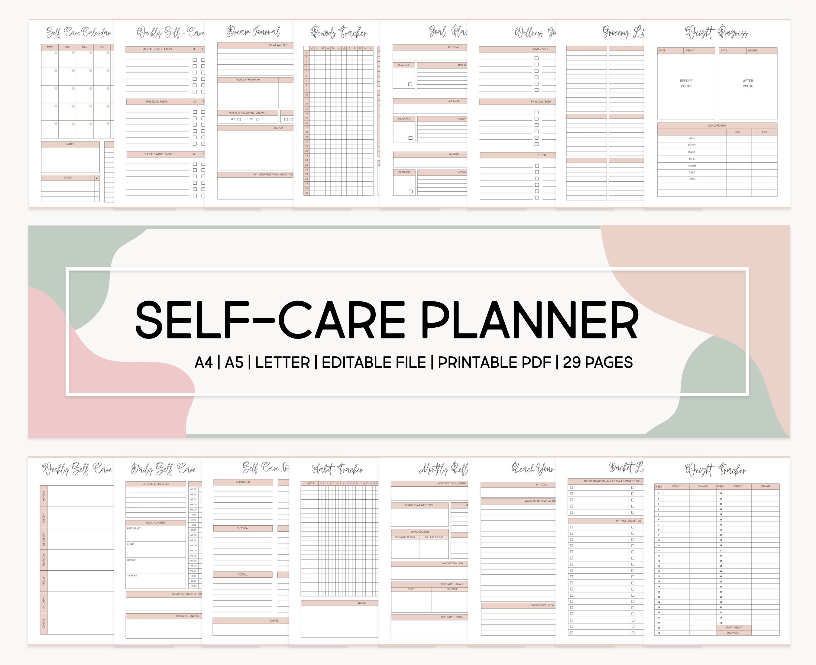 Self Care Planner Printable Mood Tracker Daily Check in - Etsy UK